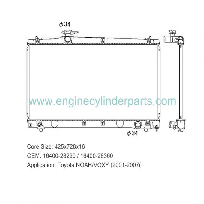 16400-28360 Auto Aluminum Radiator For Toyota Voxy Azr60 1az-Fse Ipsum
